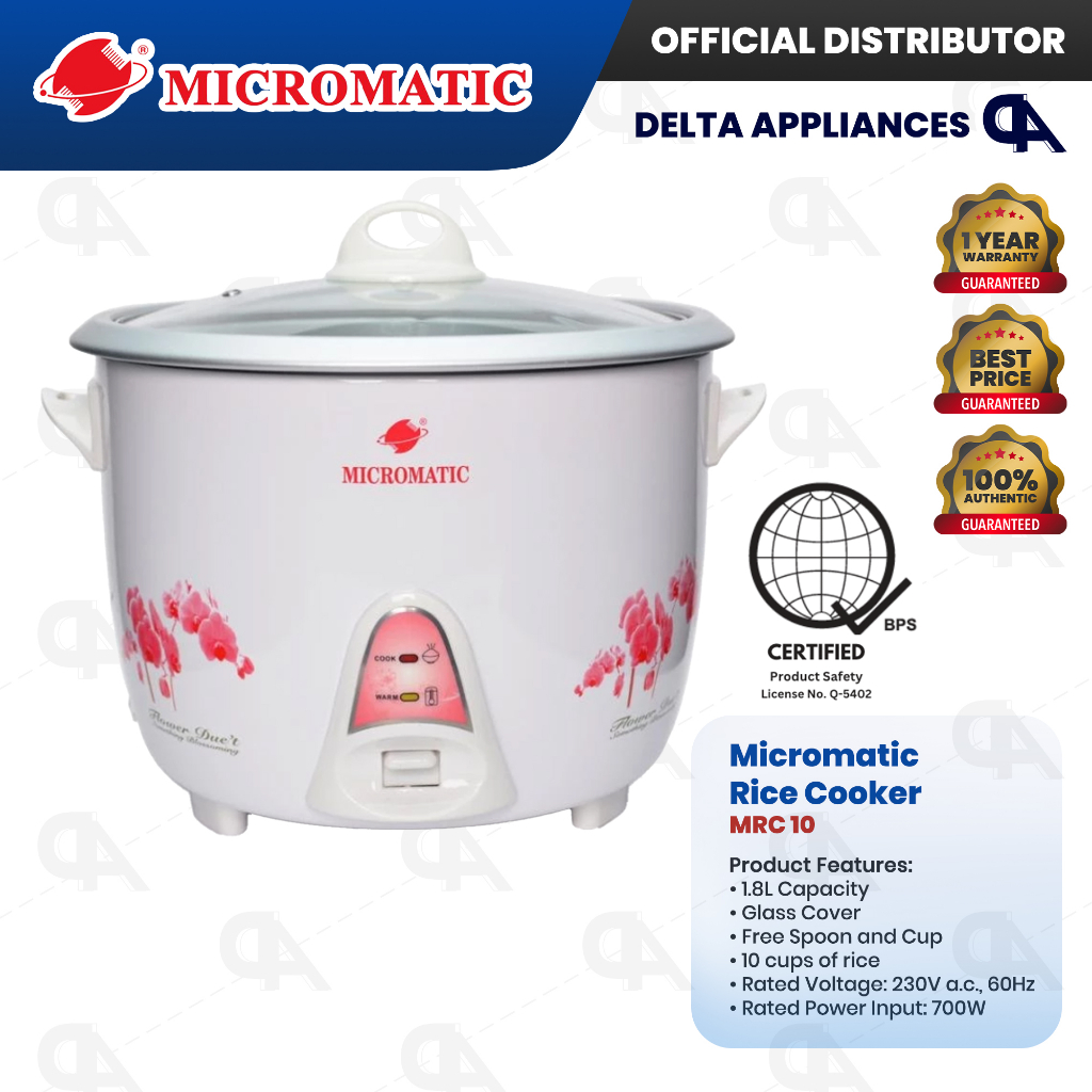 Micromatic Rice Cooker Heavy Duty White Body W/ Flower Design Original ...