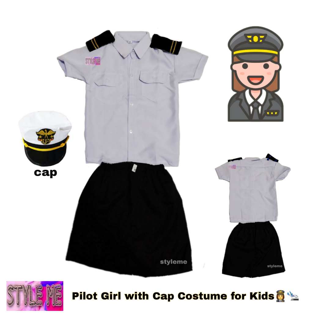 Pilot Captain Short Sleeve Uniform Occupational Complete Costume For ...