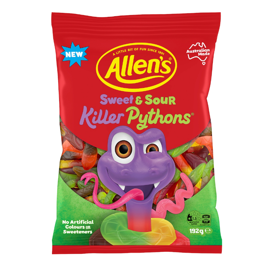Allen's Sweet & Sour Killer Pythons Lollies 192g ( Mar 2025) | Shopee ...