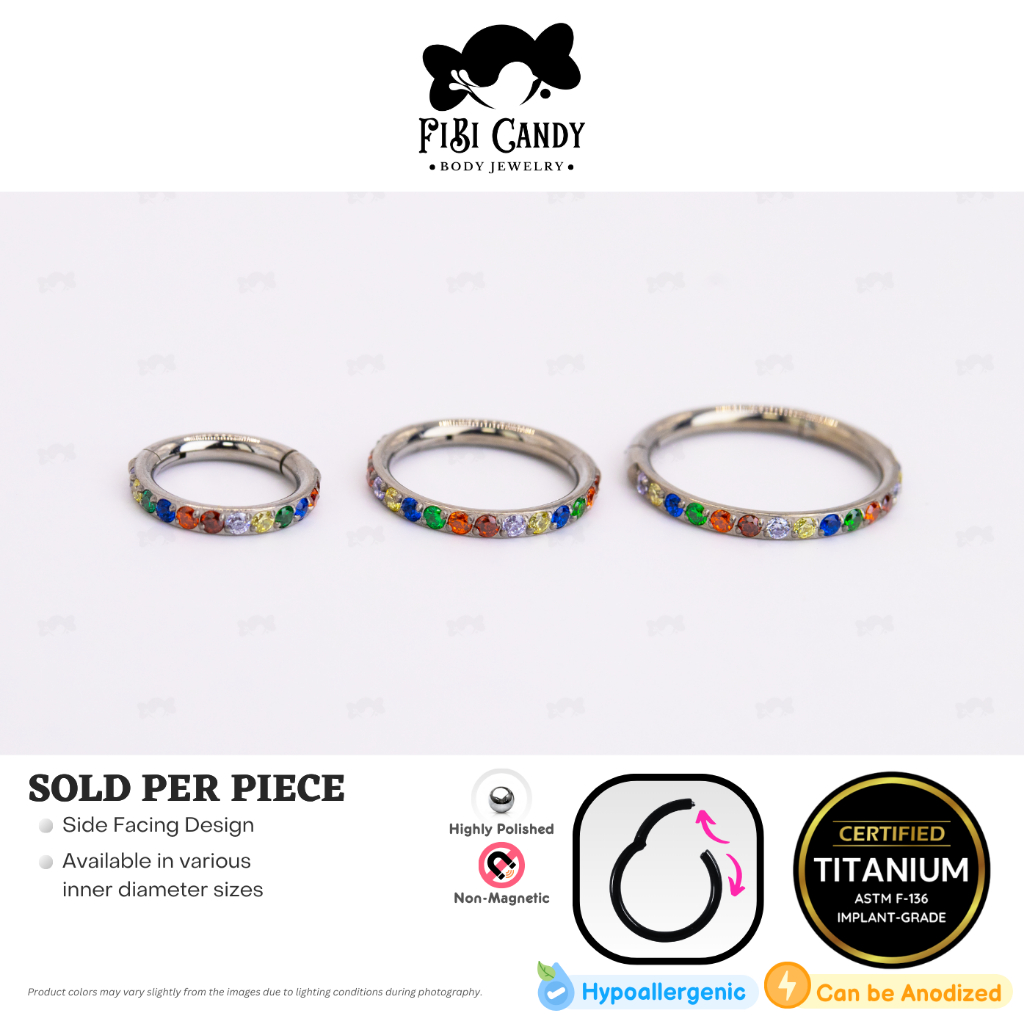 FiBiCandy HSR0002 Rainbow 16G Astm F136 Titanium Hinged Side Facing ...