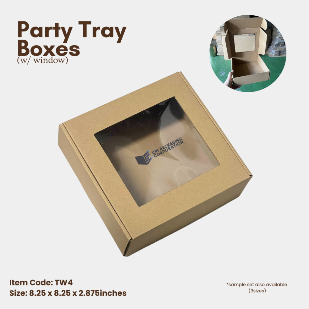 Corrugated Party Tray Boxes w/ Window | 10pcs per pack | Shopee Philippines