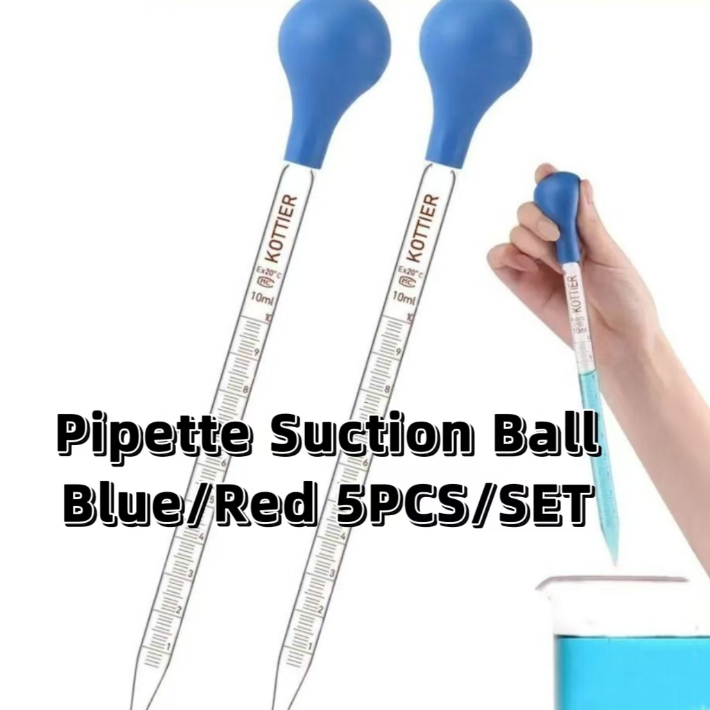 5pcs/set Blue/Red Suction Balls Laboratory Pipette Dropper Rubber Bulb ...