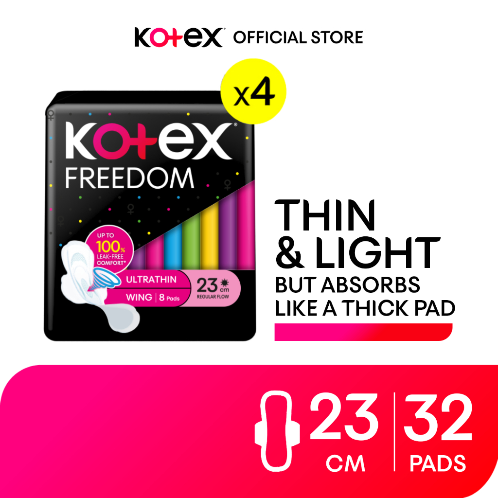 Kotex Freedom Ultrathin Sanitary Napkins 23cm 8s x 4 Packs (32 Pads) | Shopee Philippines