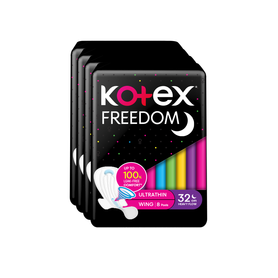 Kotex Freedom Ultrathin Sanitary Napkins 32cm - 8 Pads x 4 Packs (32 Pads) | Shopee Philippines
