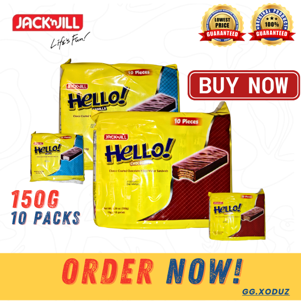 JackNJill HELLO! Coated Wafer 10 packs Sandwich [Choco, Vanilla] Filled ...