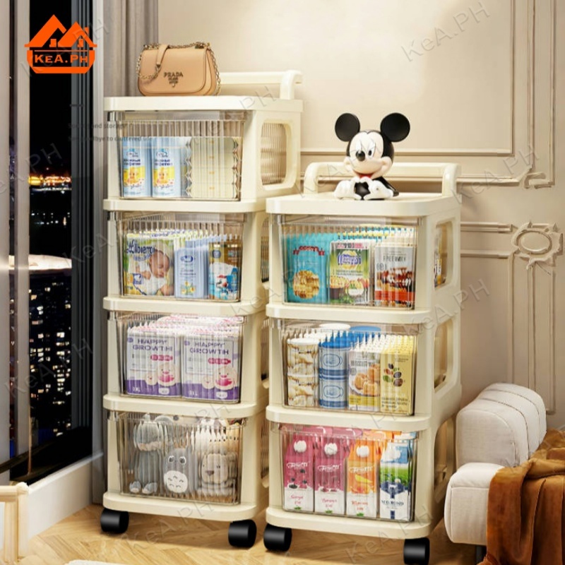Trolley Cart 3/4/5 Layer Drawer-Type Storage Rack With Wheel Dustproof ...