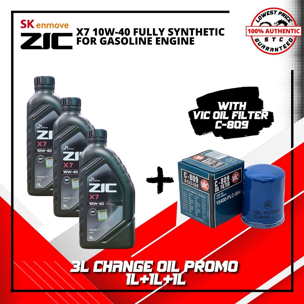 SK ZIC 3 Liters X7 10W40 For GASOLINE Engine with C-809 Vic Oil Filter ...