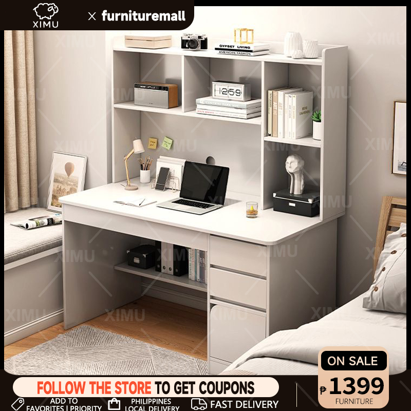 Desktop Desk Bookcase Integrated Computer DeskWriting Desk Study Table ...