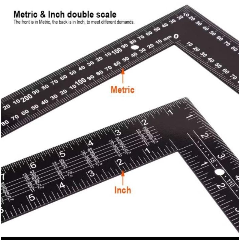 Per pc 8"x12"& 16"x24" inch/mm steel square measuring tools metal ruler ...