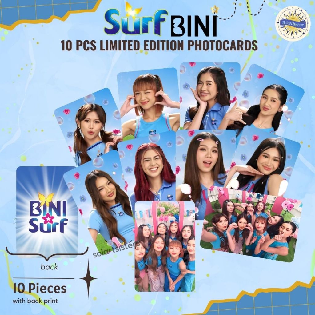 10 pcs Unofficial Bini x Surf Laminated Photocards Back to back Lomo ...