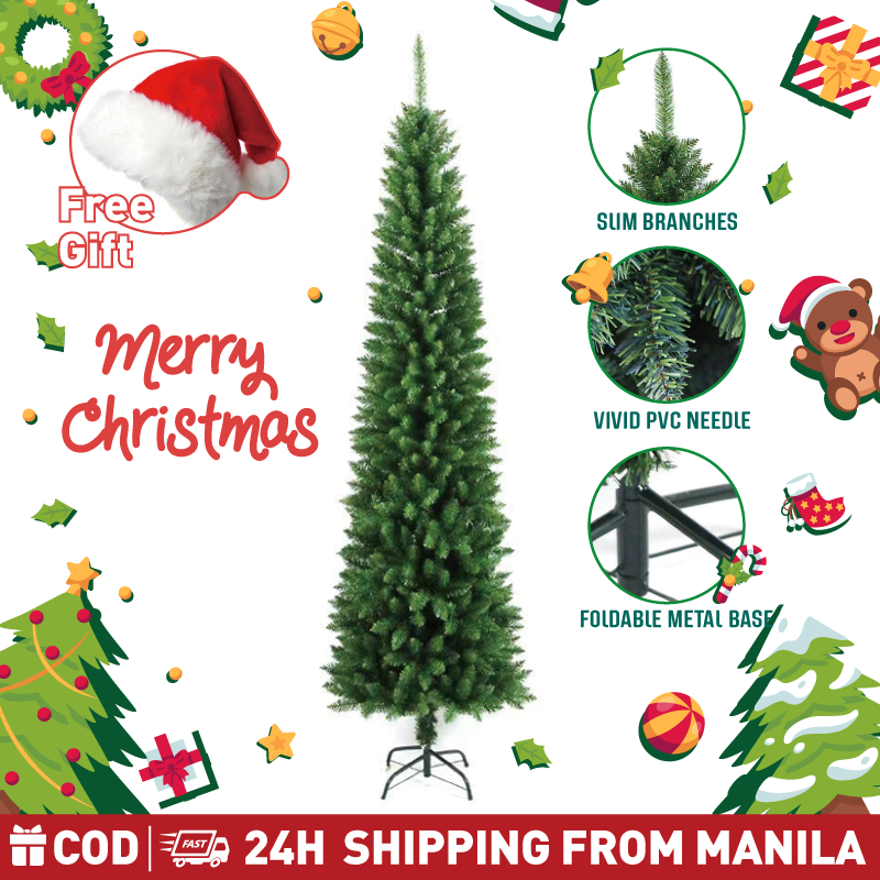 Slim Christmas Tree 7ft/8ft Metal Stand Artificial Christmas ...