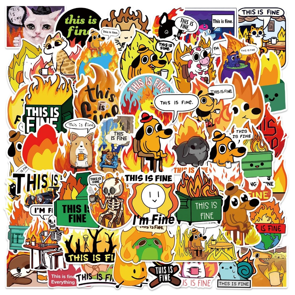 50-Piece "This is Fine" Graffiti Stickers,L50-707 Wterproof Stickers ...