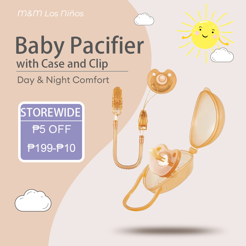 Baby Pacifier with Case & Clip Day & Night Use Anti-Red Face Ergonomic ...