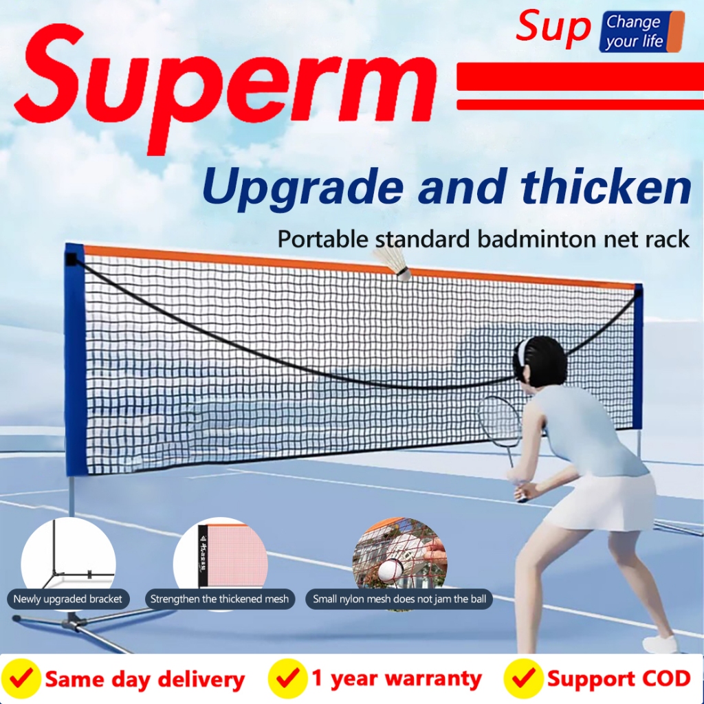 Badminton Net Set With Stand and Carry Bag Folding Volleyball Tennis ...