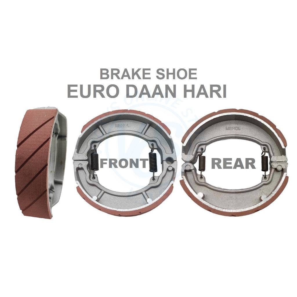 MEHOL BRAKE SHOE FRONT & REAR FOR EURO DAAN-HARI125 (rubberized color ...