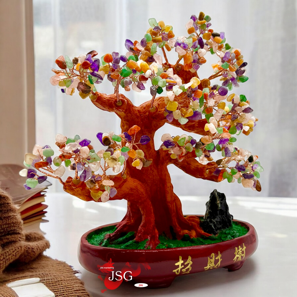 Big Size Crystal Money Tree Stone Bonsai Tree Feng Shui Good Luck ...