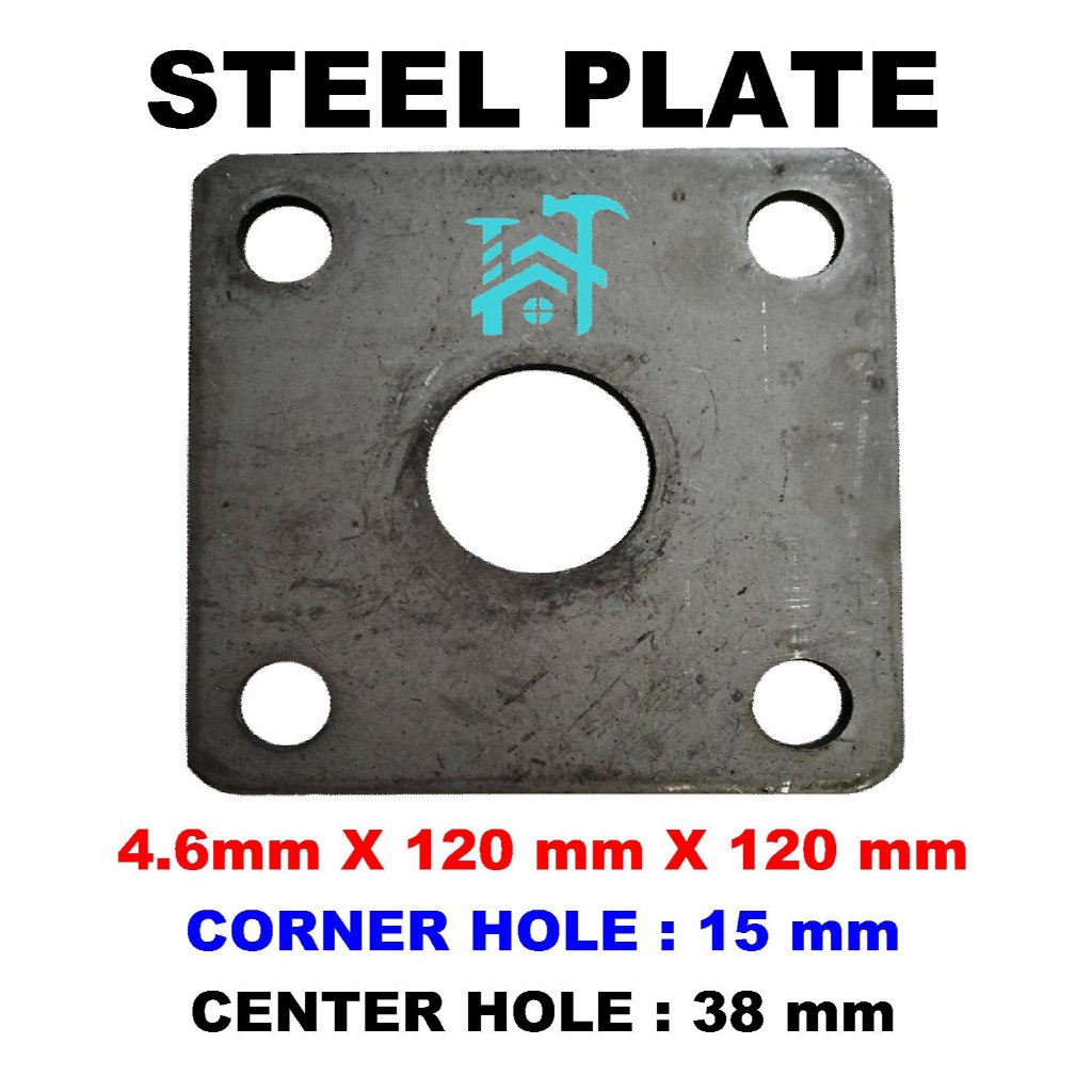 STEEL PLATE BASE PLATE WITH 5 HOLE 120 mm X 120 mm | Shopee Philippines