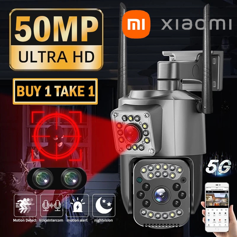 XIOAMl Outdoor CCTV Camera 5K Dual Lens WiFi Connect to Cellphone 50MP ...