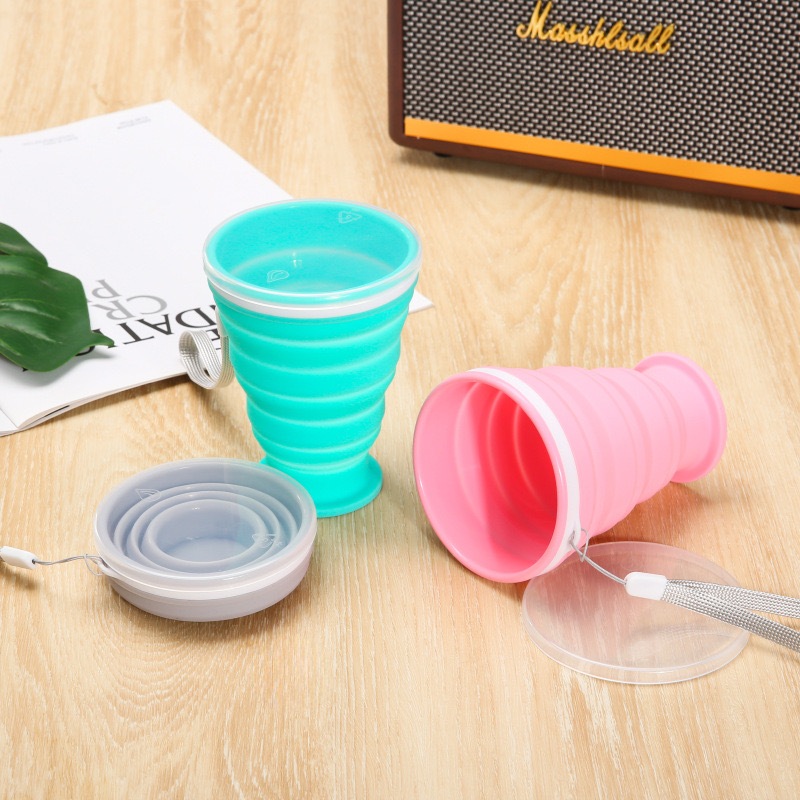 Telescopic Foldable Travel Silicone Cup Macaron Color Travel Mouthwash ...
