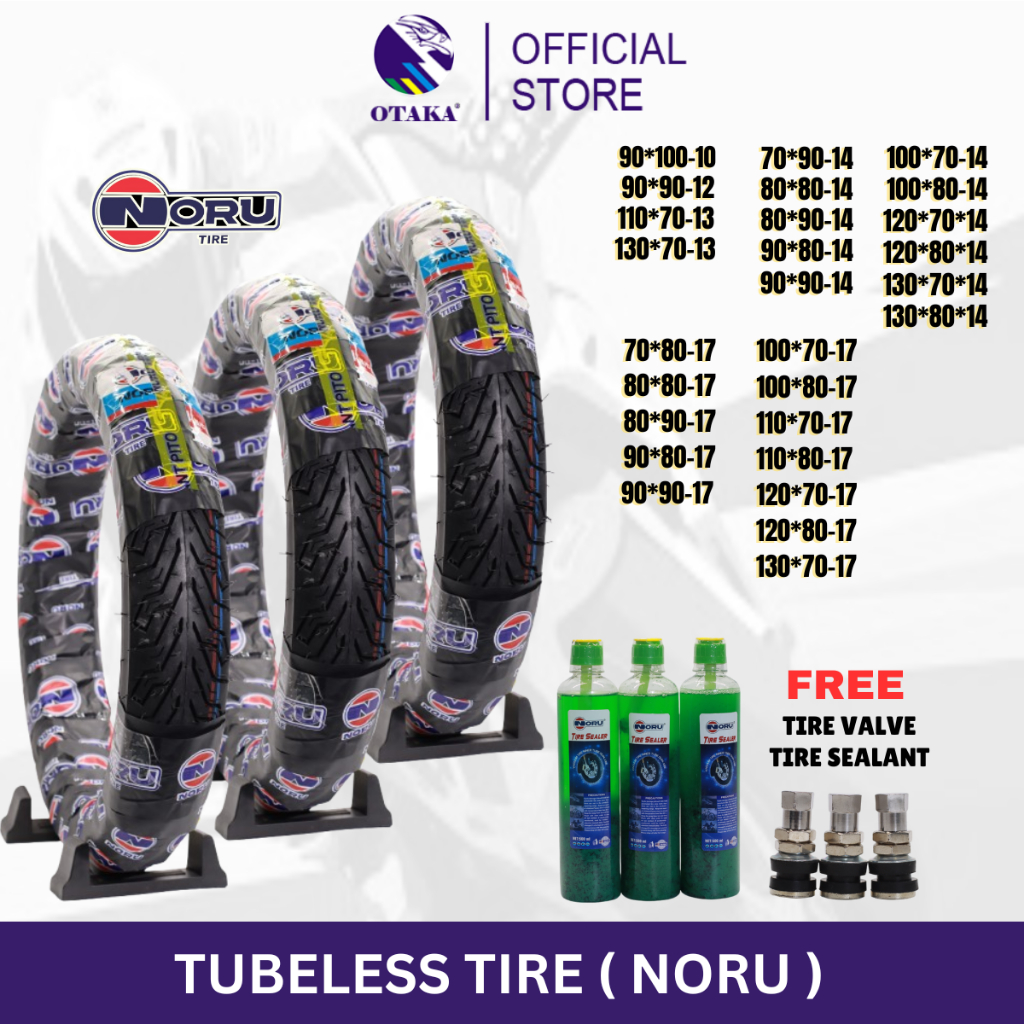 (NORU BRAND) TUBELESS TIRE w/ FREE TIRE SEALANT & TIRE VALVE for NMAX ...