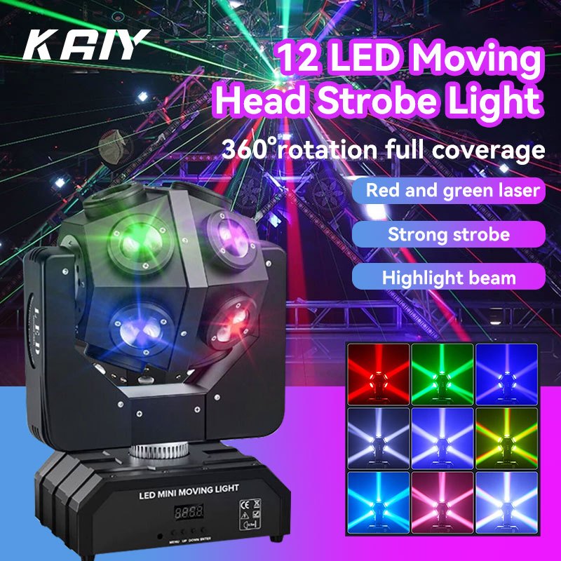 12 LED Moving Head Strobe Light Disco Ball Light 120W RGB 4-in-1 ...