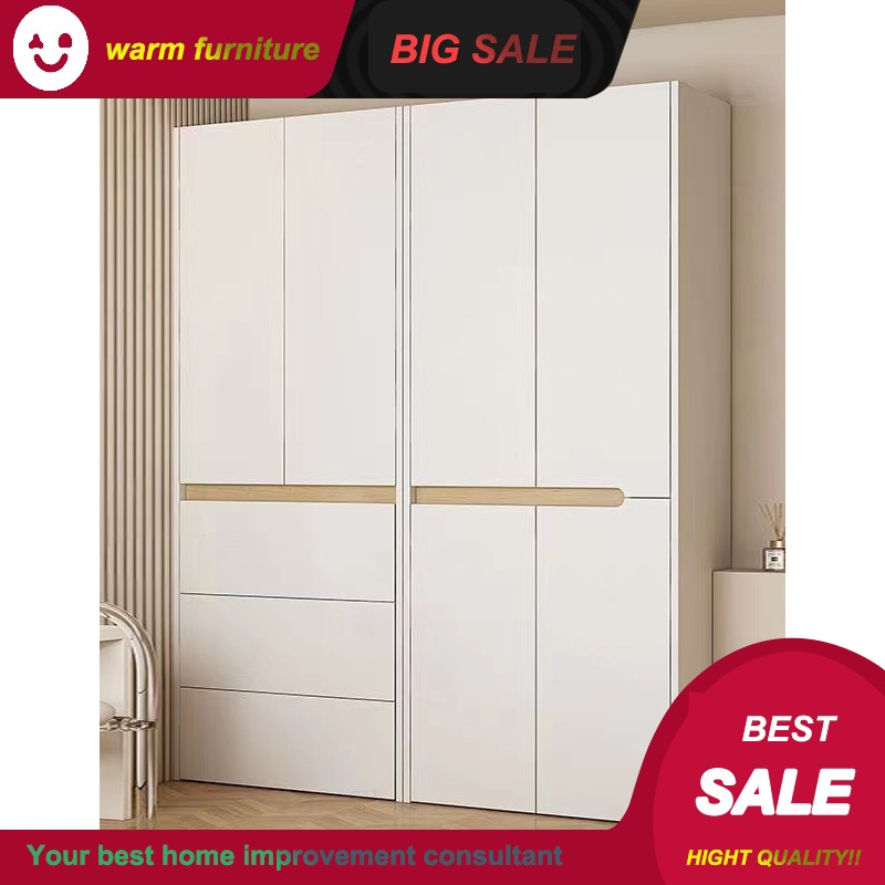 WARM FURNITURE Wardrobe White wardrobe clothing storage cabinet Large ...