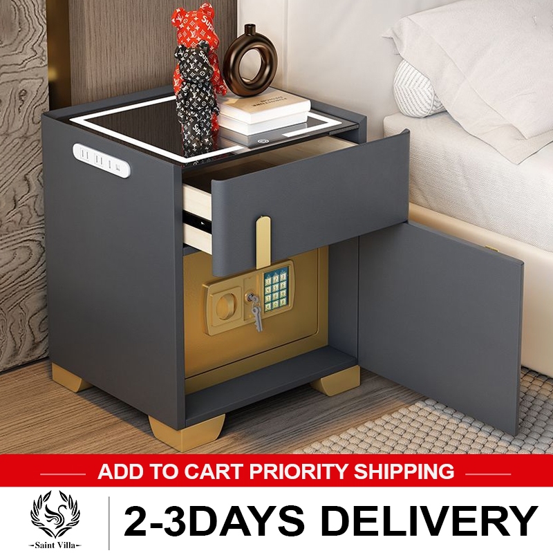 Smart bedside table, light luxury, simple, modern, hidden safe ...