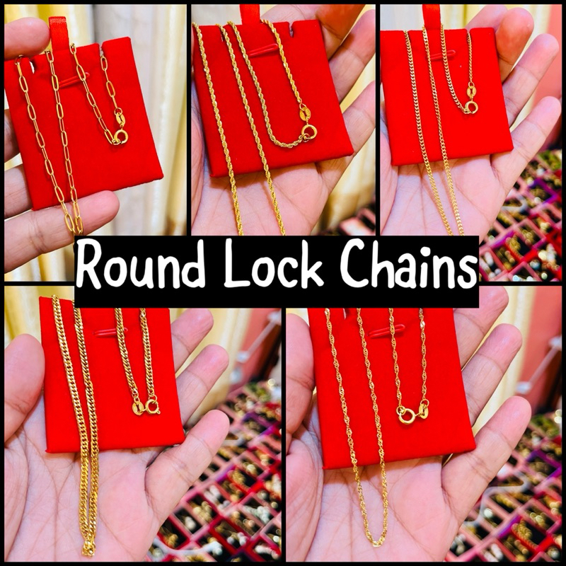 10K Pure Gold Round Lock Chains for Necklace | Shopee Philippines