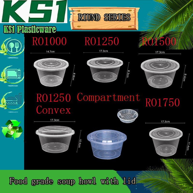 CLEAR AND BLACK CONTAINER MEDIUM ROUND SERIES ENVIRONMENTAL FRIENDLY ...