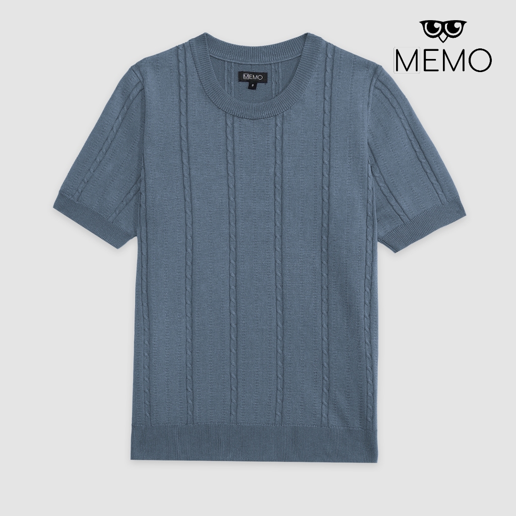 Memo Textured Knit Tee For Women (Blue Stone/Khaki/Sage Green) | Shopee ...