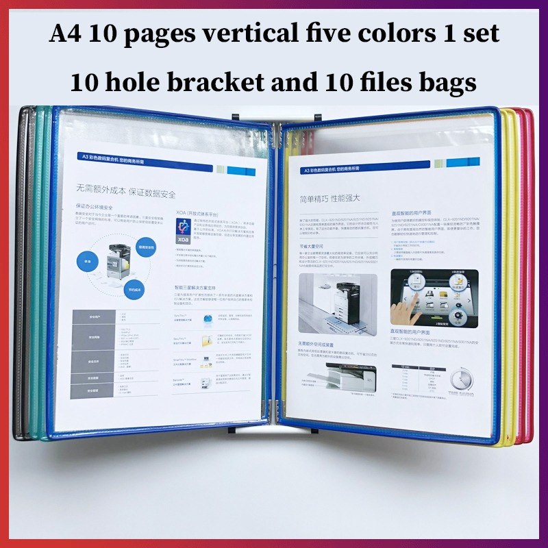10 Pages Wall-Mounted File Rack A4 Standard Homework Guide Book Display ...