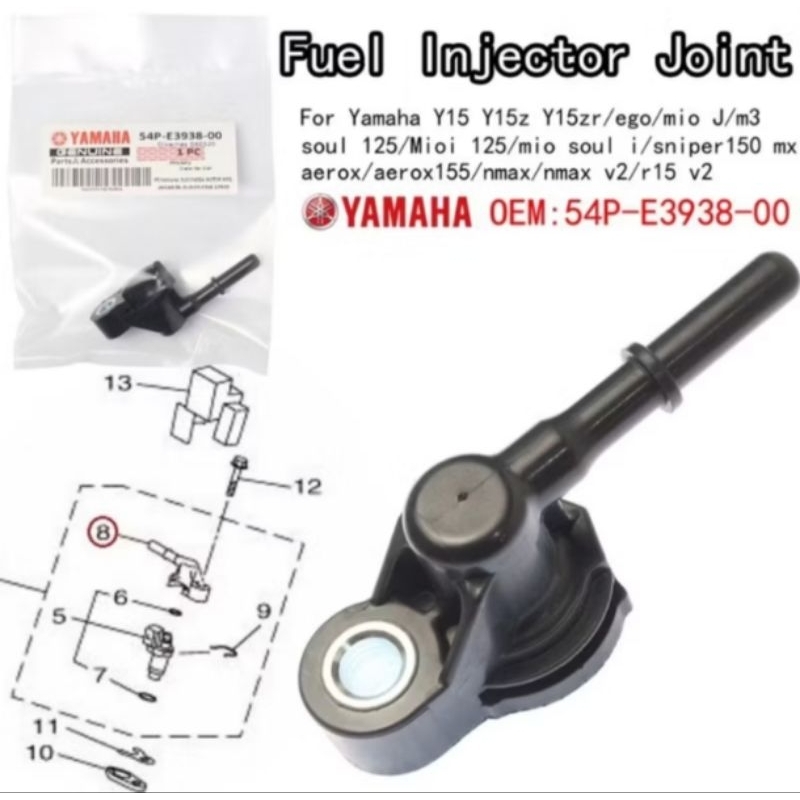 YAMAHA FUEL INJECTOR JOINT. Mio 125i/ Soul 125i/Aerox V1,V2/ Nmax V1,V2 ...