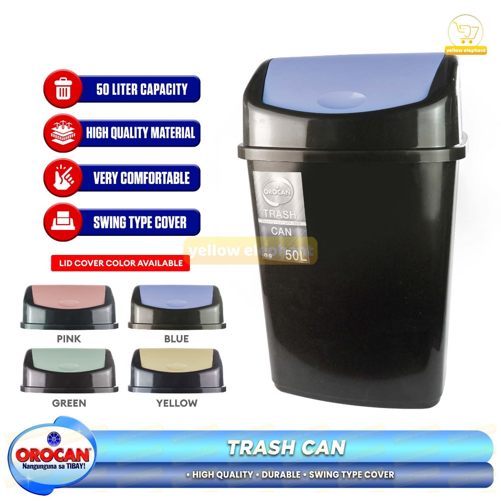 Orocan Trash Can with Swing Cover / Trash Bin Garbage Can Basurahan 50 ...