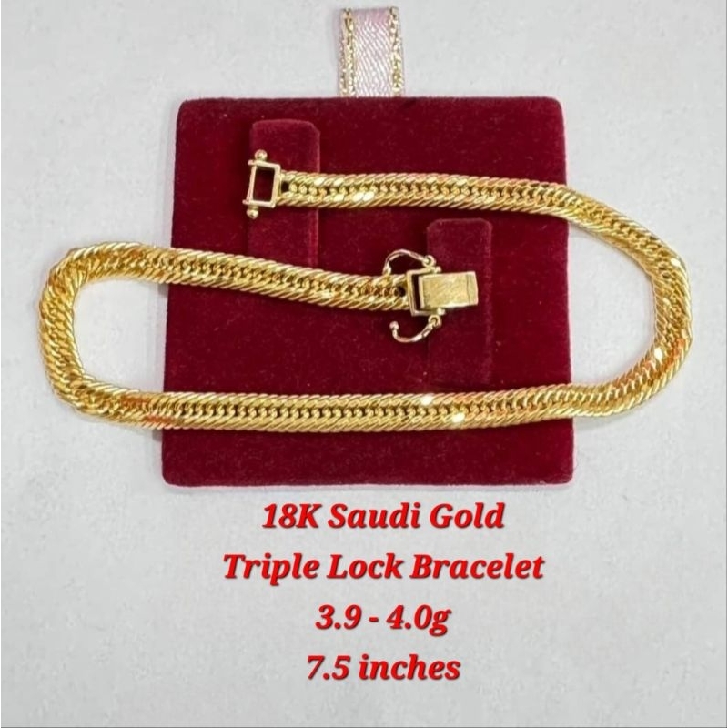18K Saudi Gold Triple Lock Bracelet (nasasangla) | Shopee Philippines