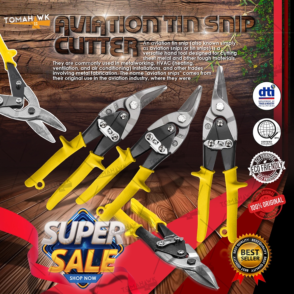 TOMAHAWK AVIATION TIN SNIP CUTTER STRAIGHT LEFT RIGHT HEAVY DUTY SAFE ...