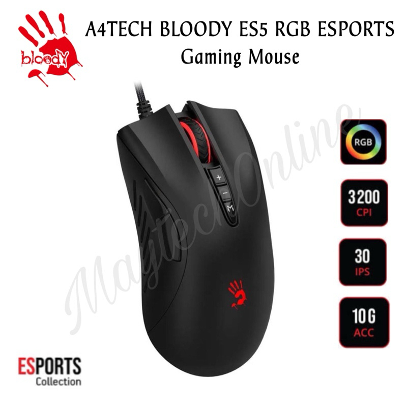 A4TECH BLOODY ES5 RGB ESPORTS Gaming Mouse, 3200 CPI PixArt Optical ...