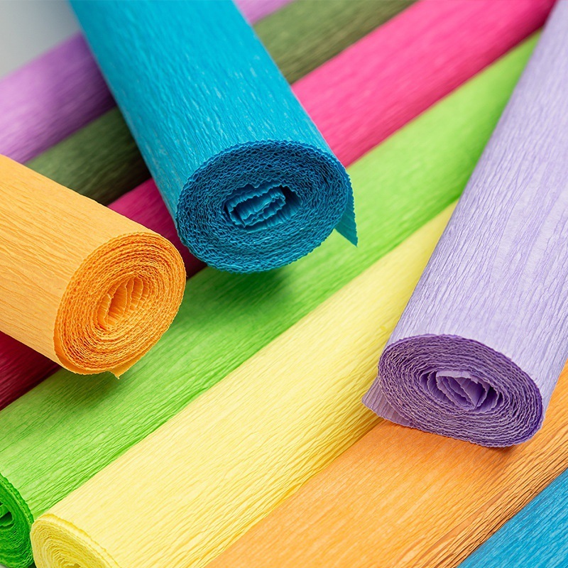 Colorful Thick Wrinkle Paper Handmade Bouquet Material Roll Edge Paper ...