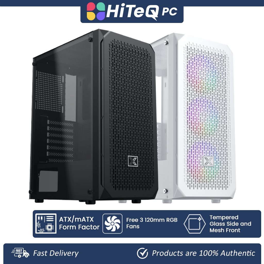 HiteqPC | ATX/mATX Mesh PC Case With Tempered Glass Side Panel ...