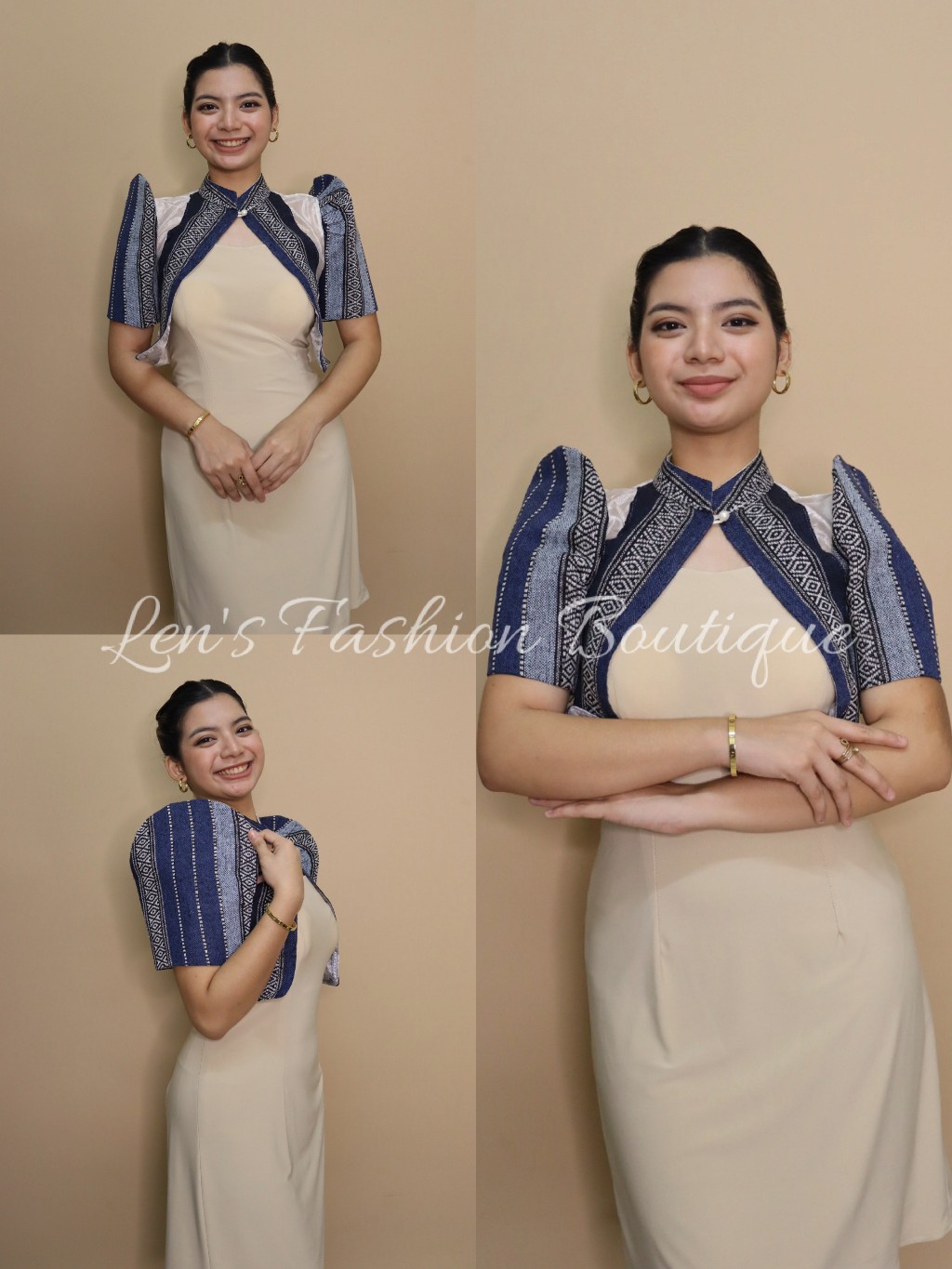 MODERN FILIPINIANA ETHNIC DESIGN BOLERO (DARK BLUE) | Shopee Philippines