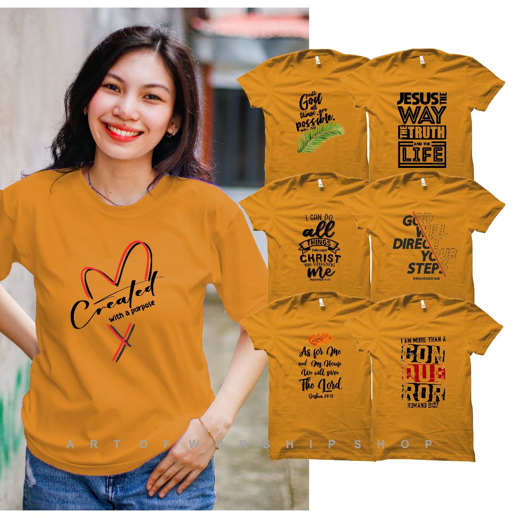 Christian Shirt AOW MUSTARD Adult Cotton Spandex Freesize Gospel Unisex ...