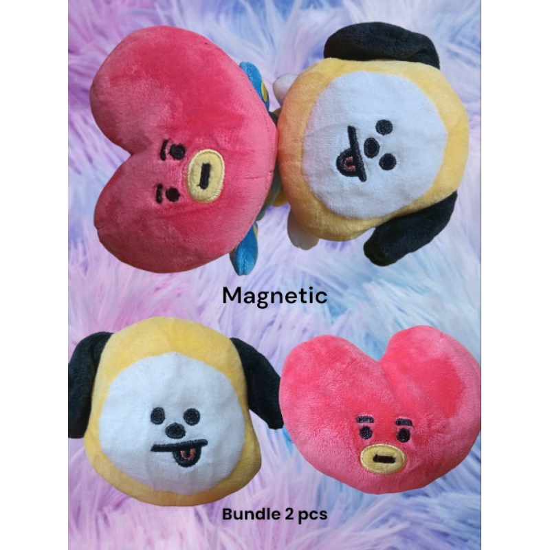 BT21 Tata and Chimmy Mascot lying magnetic stuffed toy preloved ...