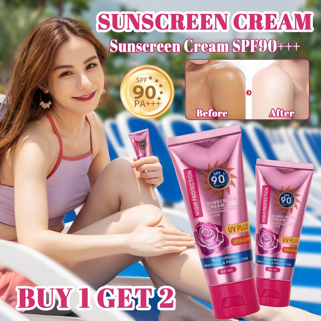 【BUY 1 TAKE 1】SPF 90+++ Sunscreen Cream Skin Care for Face Whitening High Protection UV PLUS ...