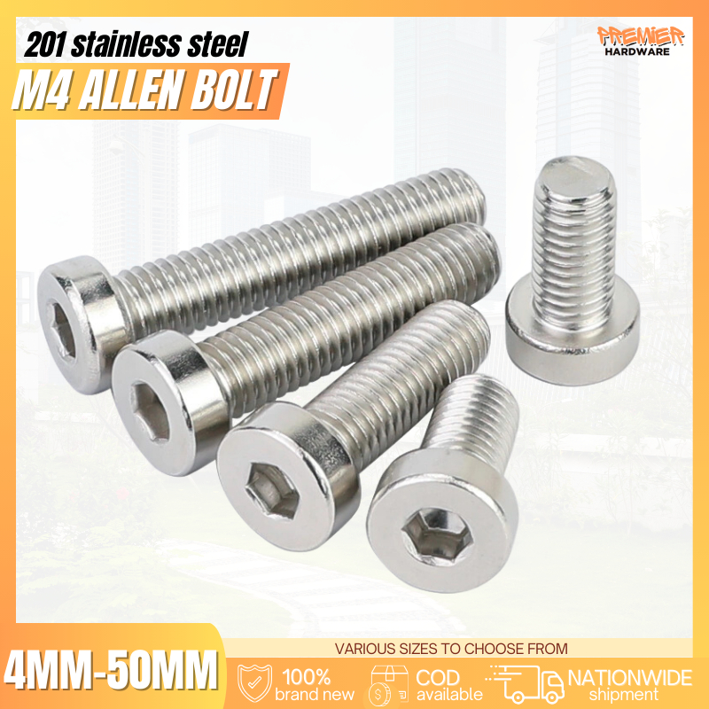 M4 Allen Bolt 201SS 4mm Thread Socket Head Cap Screw Bolt 5PCS And ...
