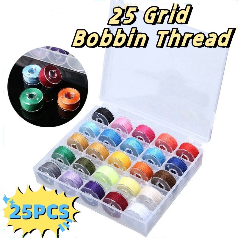 25pcs sewing thread multi-color shuttle thread polyester thread spindle ...