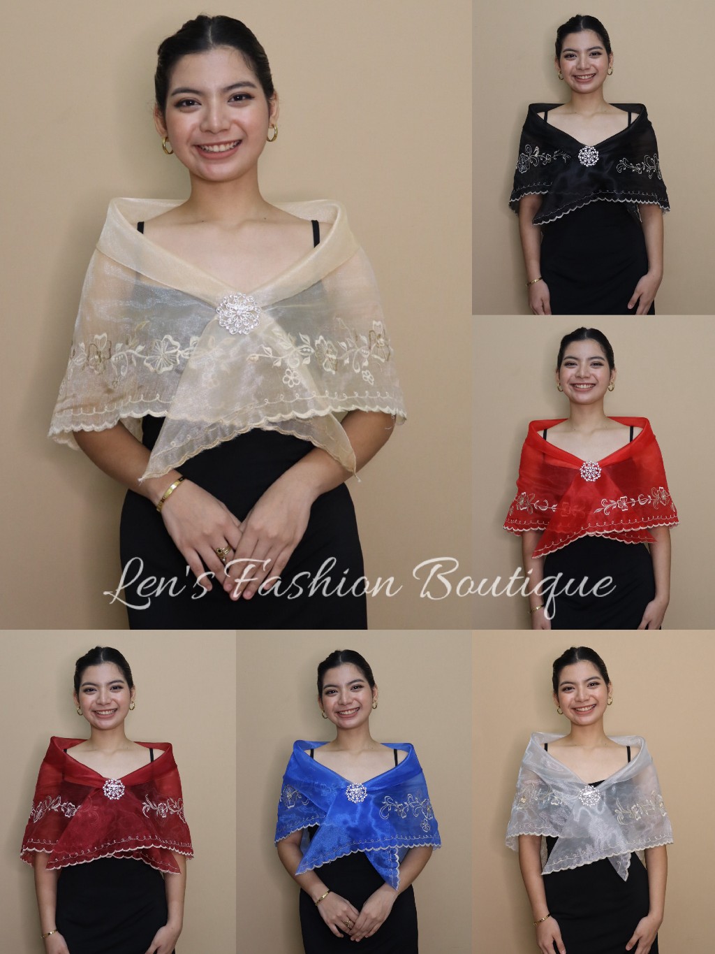 MODERN FILIPINIANA ALAMPAY (EMBROIDERED)- BROOCH NOT INCLUDED | Shopee ...