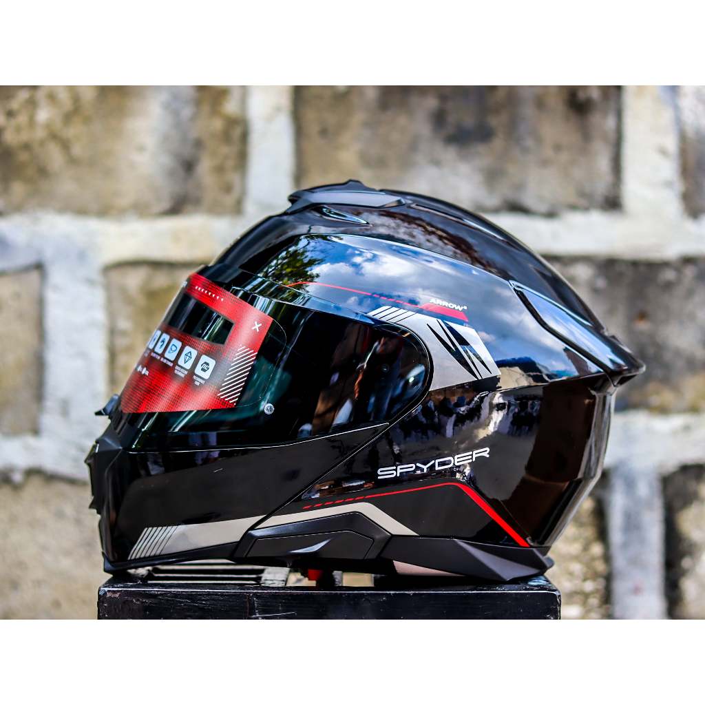 SPYDER HELMET ARROW 2.0 PD 3601 S BLACK RED SO V2 MODULAR DUAL VISOR ...