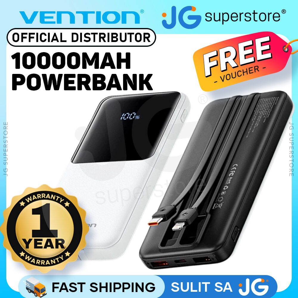 Vention 10000mAh 22.5W/PD 20W Fast Charge Power Bank with Built-In Type ...