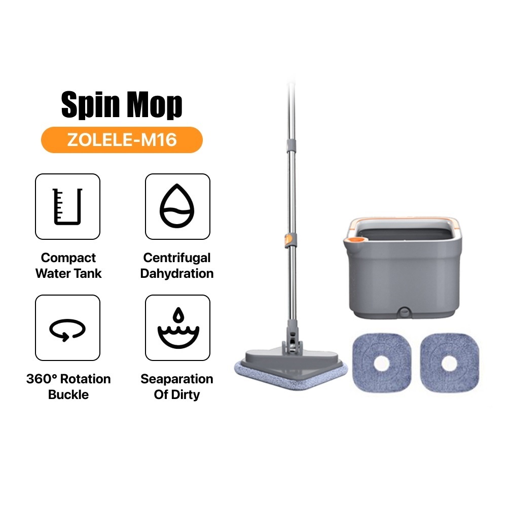 Zolele Self Wash Spin Mop Flat Mop M16 Mop Spin 360 Mop Spinner With Mop cloth | Shopee Philippines
