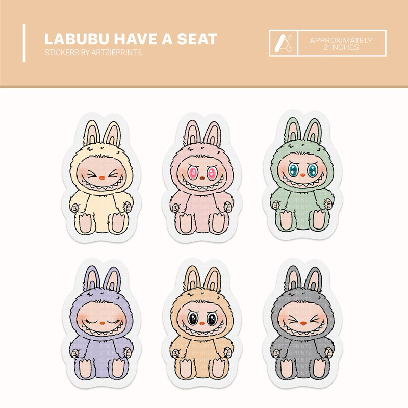 Labubu Have a Seat Stickers | Matte Laminated Waterproof | For : Laptop ...