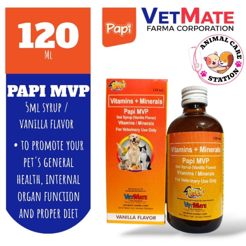 Vetmate Papi MVP for Pets 120ML (1 Bottle) with FREE Syringe | Shopee ...